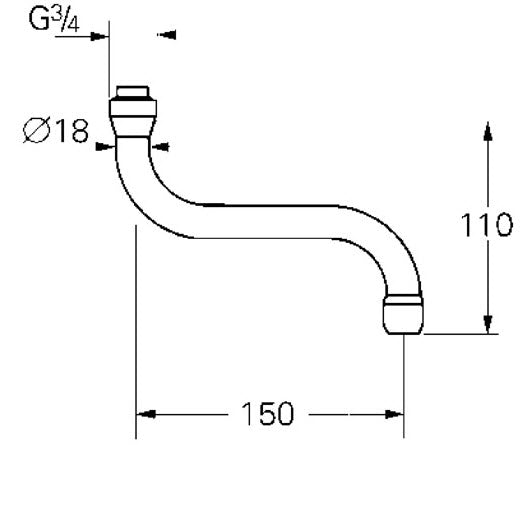 Grohe S-Uitloop 150Mm Met Mousseur en 3/4 Moer chroom – KranenSpecialist BV