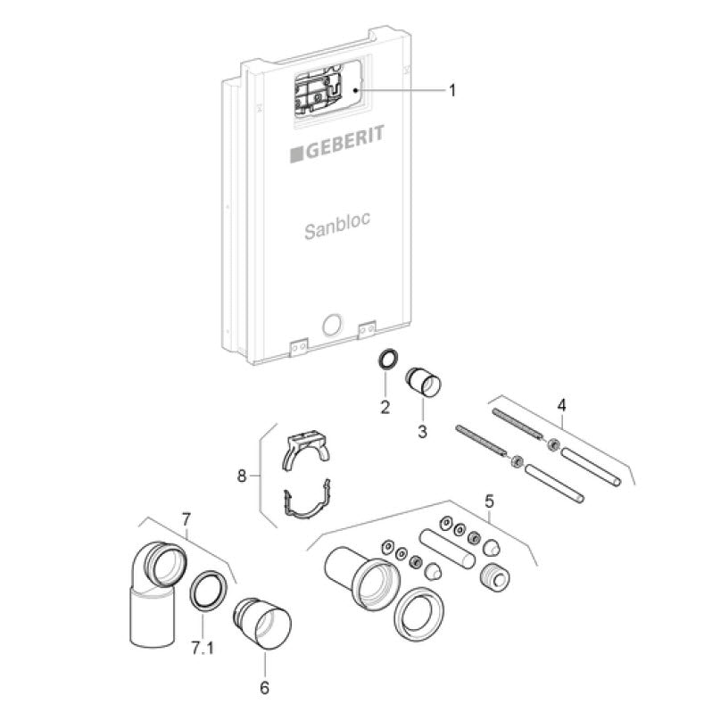 Geberit Spare parts Sanbloc element for wall-mounted WC with Sigma res