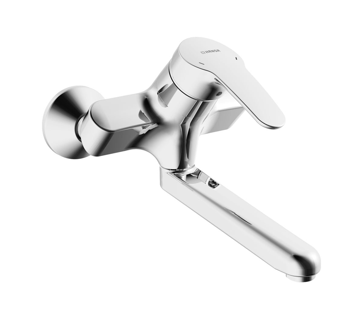 Hansa Hansamix wall-mounted mixer with swivel/fixed spout, shut-off S-
