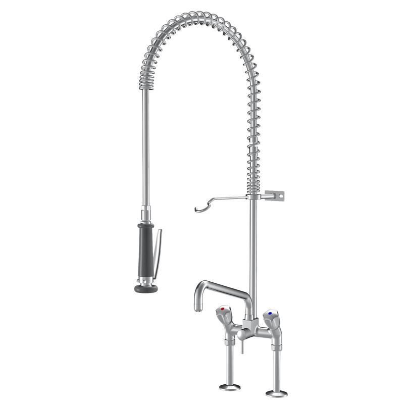 KWC Gastro 2-handle 2-hole Commercial Kitchen Faucet Pre-rinse Spray a