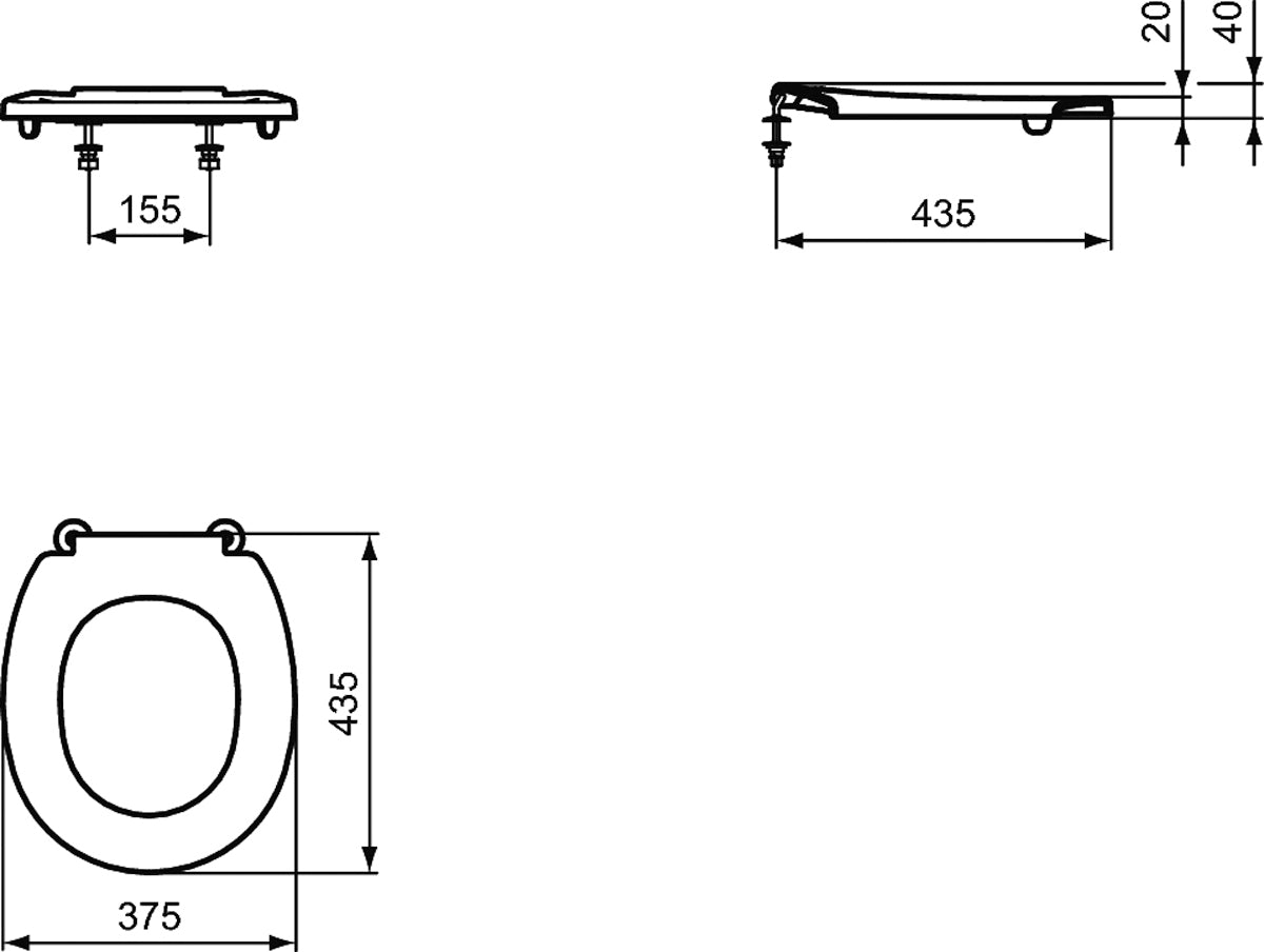 Ideal Standard Contour 21 Closet Seat for Wall-Mounted Toilet with Spe